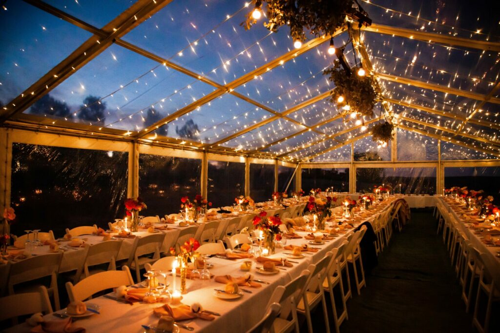 Rustic Festoon Chandeliers - Gold Event Hire